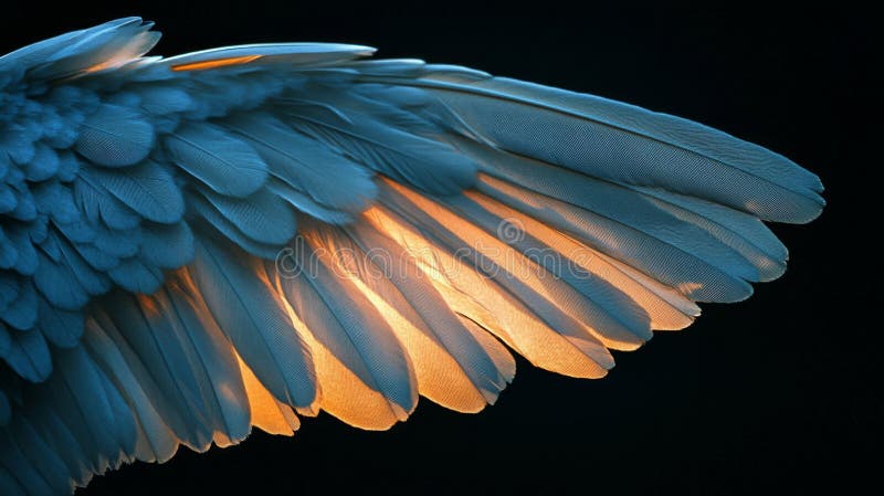 Illuminated Birds Wing Feathered Detail Close Up Stock Illustration ...