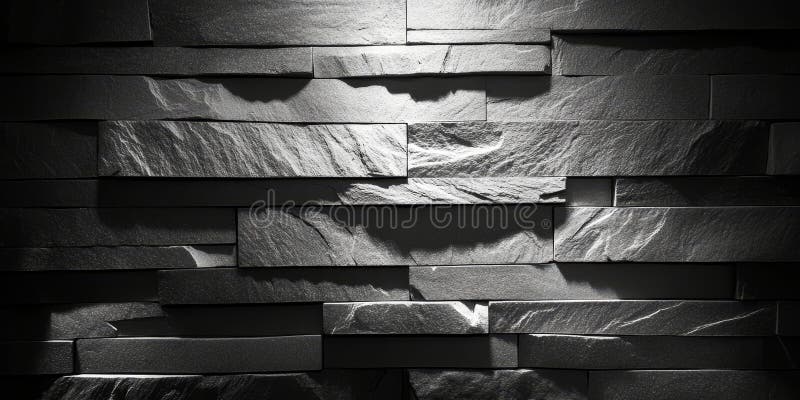Illuminated Black Slate Wall, Abstract Grunge Background Texture with ...