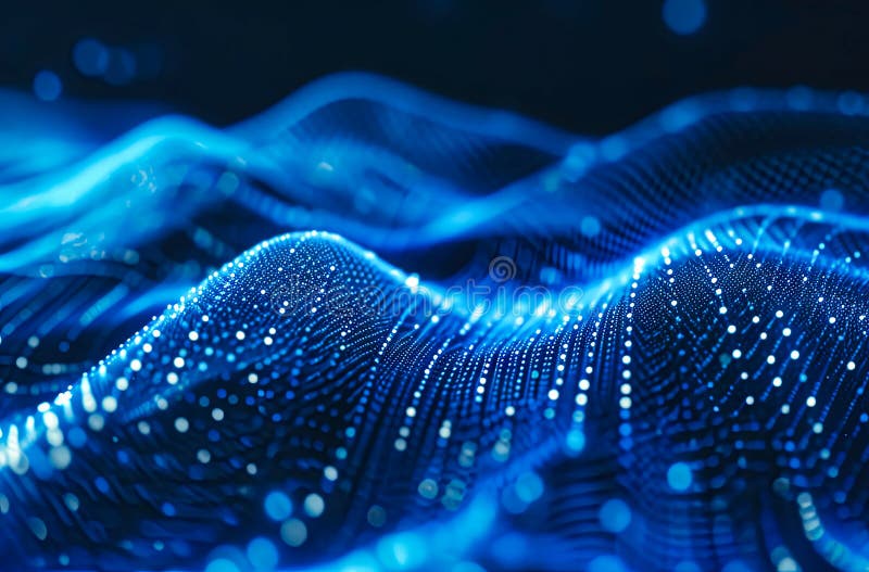 Illuminated Blue Background with Light Wave Stock Image - Image of ...