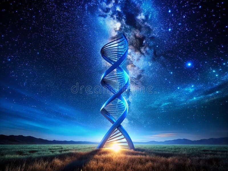 Illuminated Blue DNA Helix Landscape a Stunning Visual Representation ...