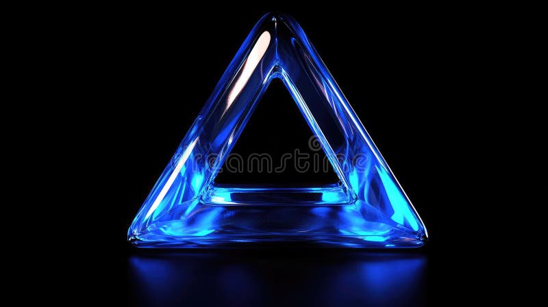 Blue Glass Triangle Glowing with Abstract Light Stock Illustration ...
