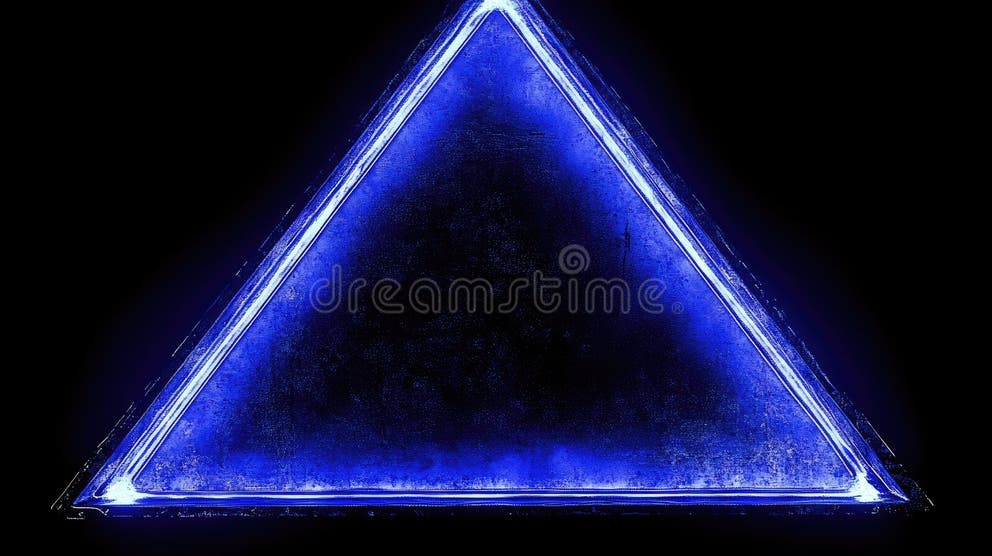 Illuminated Blue Neon Triangle Against a Dark Background Stock ...