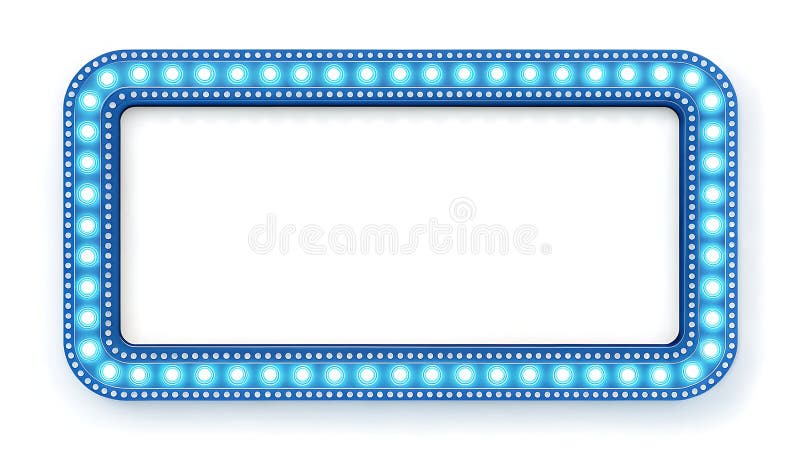Illuminated Blue Rectangular Frame with Rounded Corners and White ...