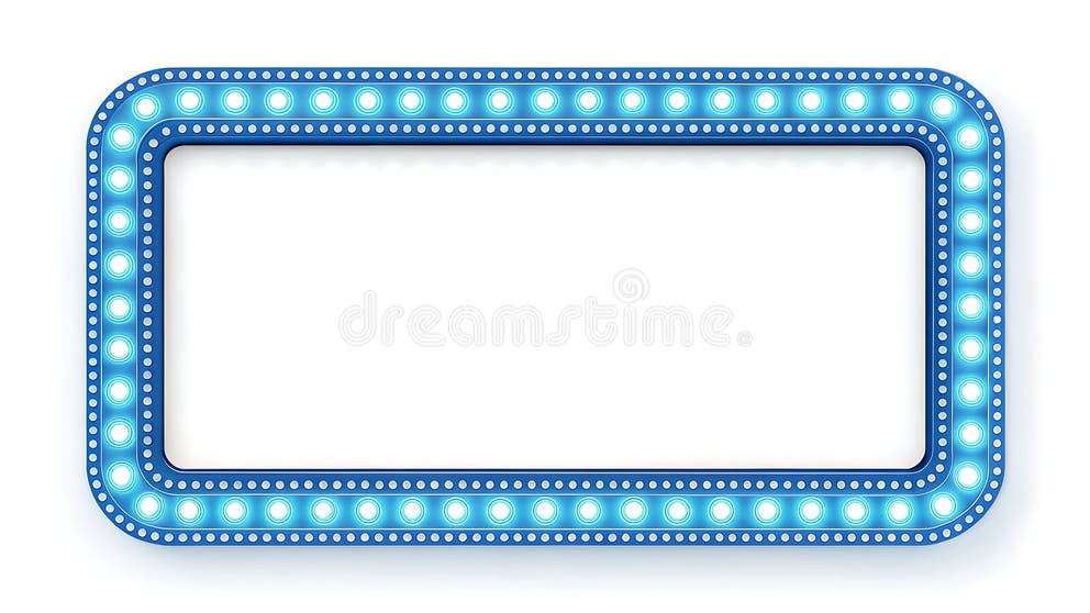 Illuminated Blue Rectangular Frame with Rounded Corners and White ...