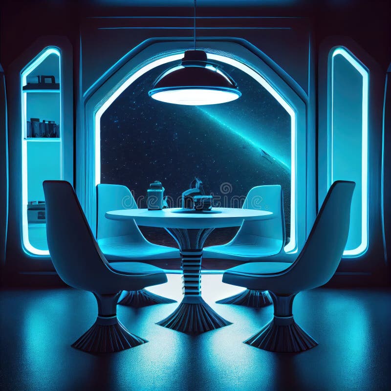 Futuristic Sci-fi Futuristic Interior with Metal Walls and Bright ...