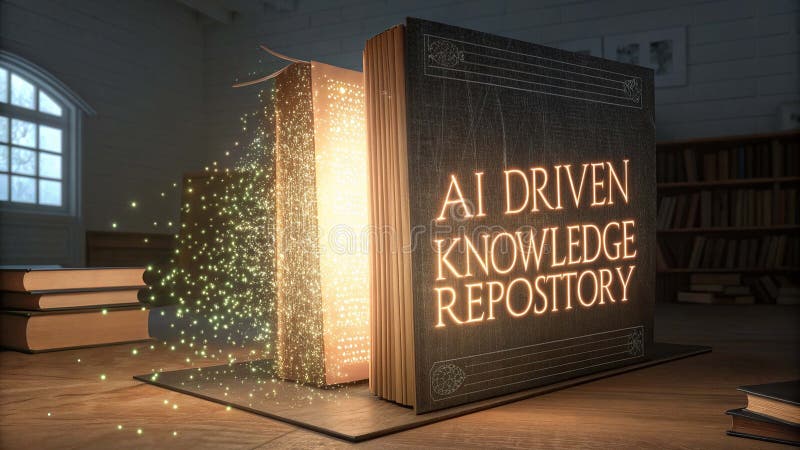 An Illuminated Book Symbolizing AI-driven Knowledge Access Stock ...
