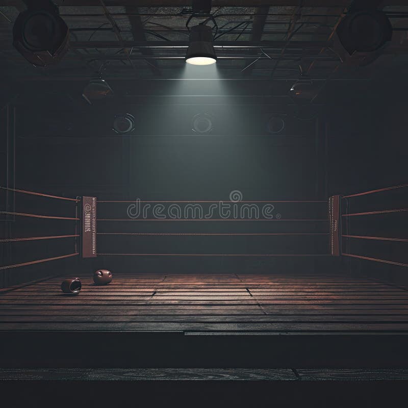 Illuminated Boxing Ring for a Dynamic Fight Night. Generative AI. Stock ...
