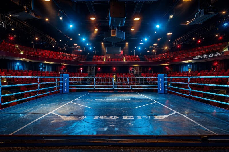 An Illuminated Boxing Ring Enhanced by Striking and Dramatic Lighting ...