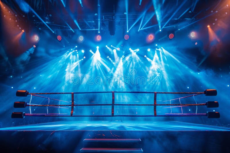 An Illuminated Boxing Ring Enhanced by Striking and Dramatic Lighting ...