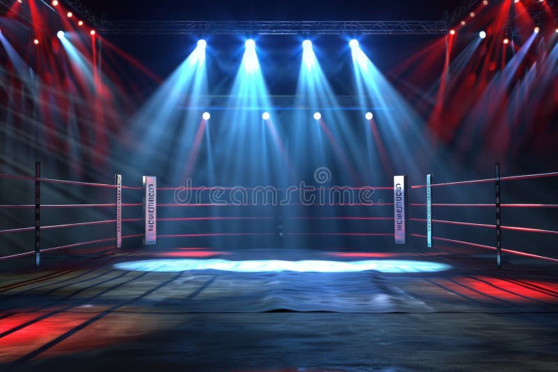 Illuminated Boxing Ring Under Spotlights Stock Illustration ...
