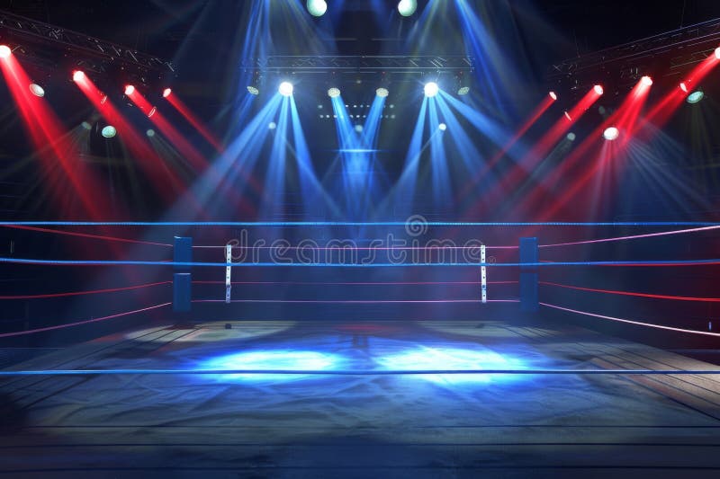 Illuminated Boxing Ring Under Spotlights Stock Illustration ...