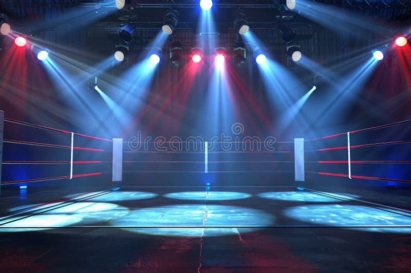 Illuminated Boxing Ring Under Spotlights Stock Illustration ...