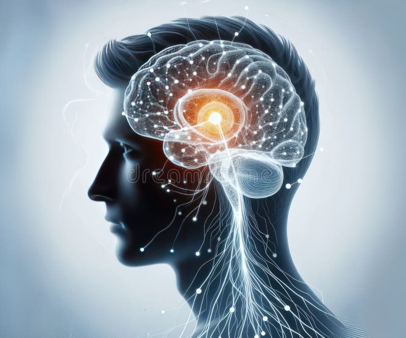 Illuminated Brain Activity in Man Profile - Intersection of Humanity ...