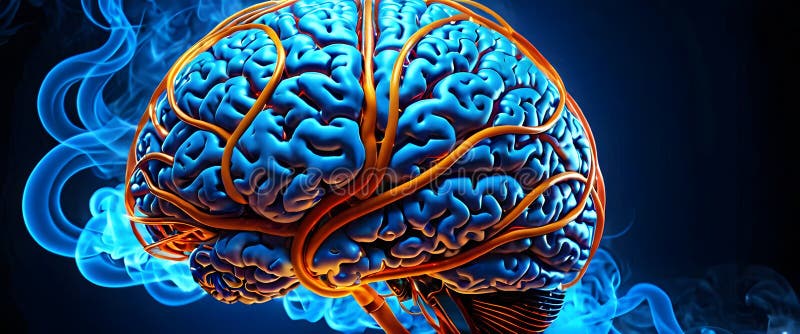 Illuminated Brain with Blue Hues Stock Image - Image of neurons ...