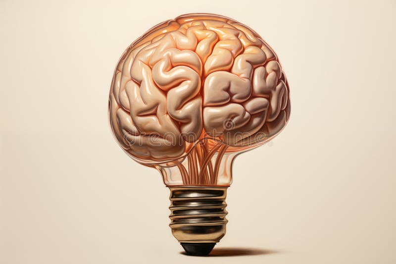 Illuminated Brain Bulb, Innovation and Intelligence Symbol. Stock Photo ...