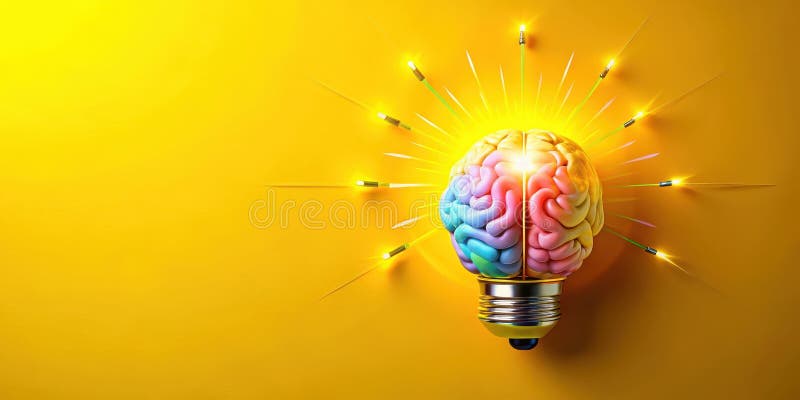 Illuminated Brain a Burst of Ideas and Innovation, Representing ...