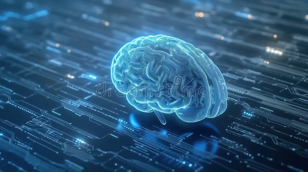 Illuminated Brain Circuitry, Futuristic Vision of Artificial ...