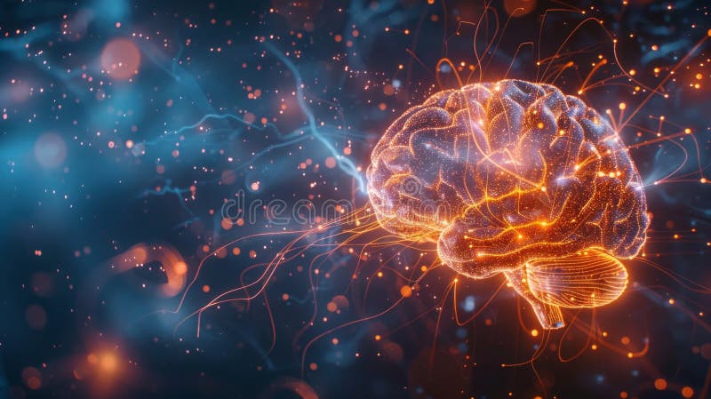 Illuminated Brain Concept in Neural Network Background Stock ... Illuminated Brain Concept in Neural Network Background Stock ...