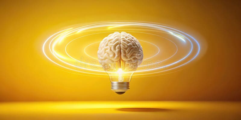 Illuminated Brain Inside a Lightbulb a Conceptual Representation of ...