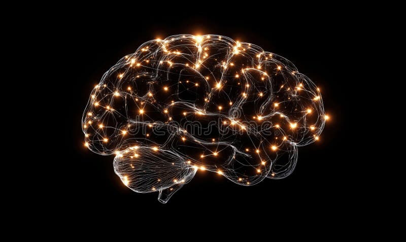 Illuminated Brain Network Illustration Showcasing Neural Connections ... Illuminated Brain Network Illustration Showcasing Neural Connections ...