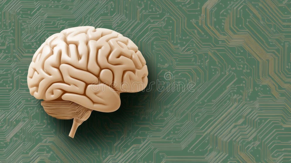 Illuminated Brain Outline on Circuit Board, Symbolizing the Power of ...