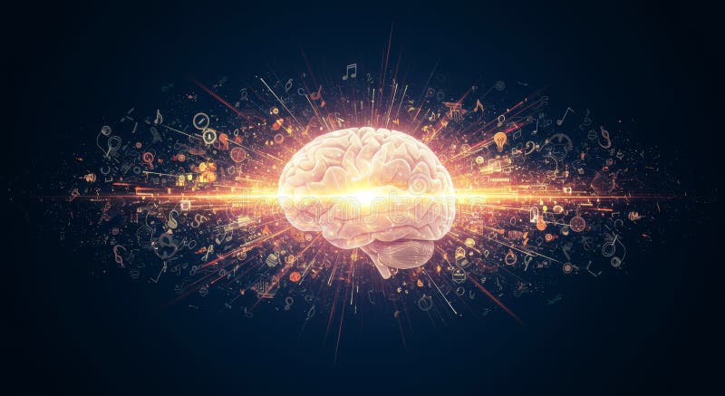 Illuminated Brain Power a Glowing Brain Radiates Energy Symbolizing ...