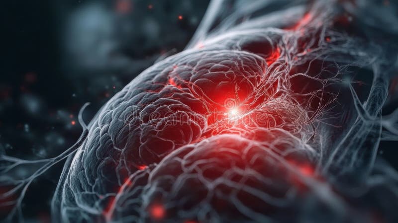 Illuminated Brain, Red Light Symbolizing Consciousness, Ideas, and ...