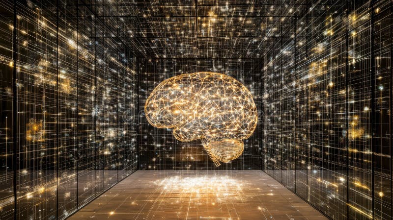 Illuminated Brain Sculpture in a Dazzling Space Showcasing Creativity ...