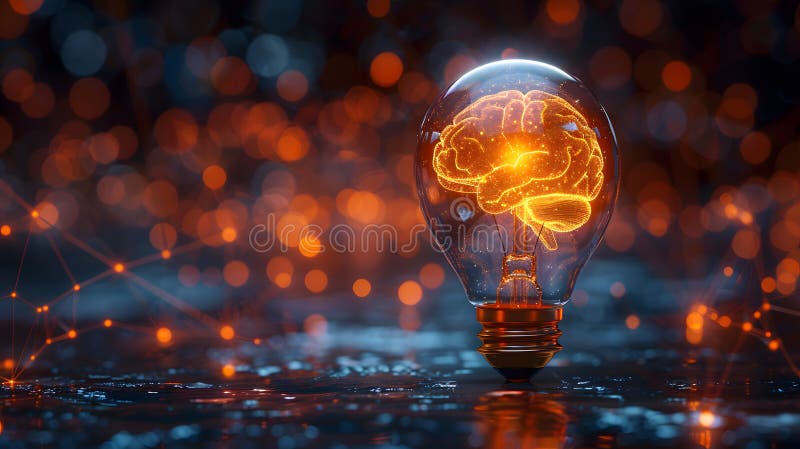 Illuminated Brain: the Spark of Innovation Stock Illustration ...