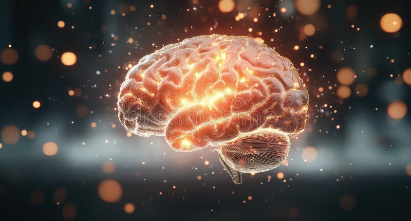 Illuminated Brain Sparks Dark Background Stock Photos - Free & Royalty ...