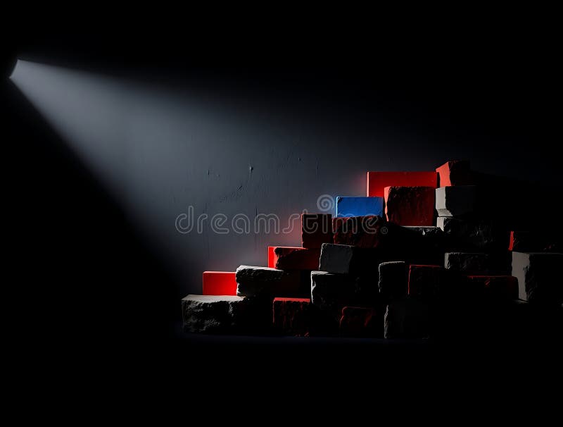 Illuminated Brick Structure: a Dramatic, Chiaroscuro Composition Stock ...