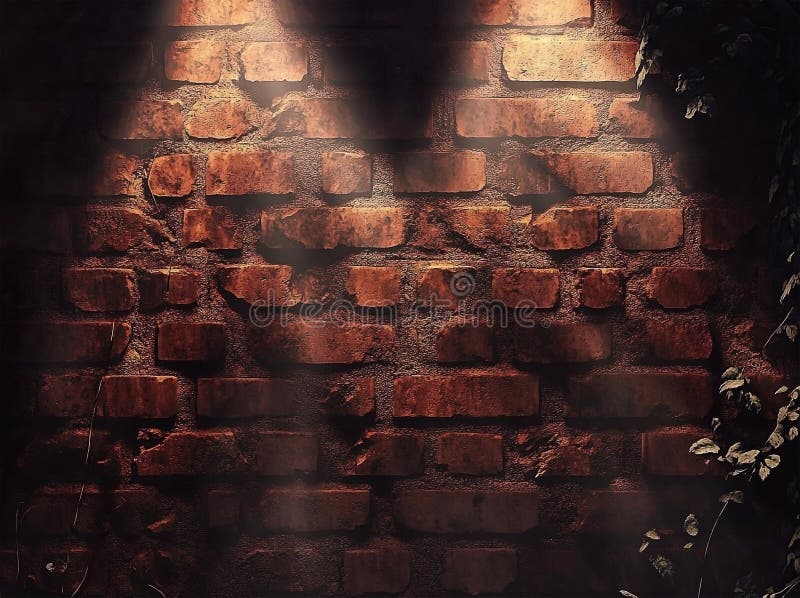 Illuminated Brick Wall with Spotlights Creating a Modern Textured ...