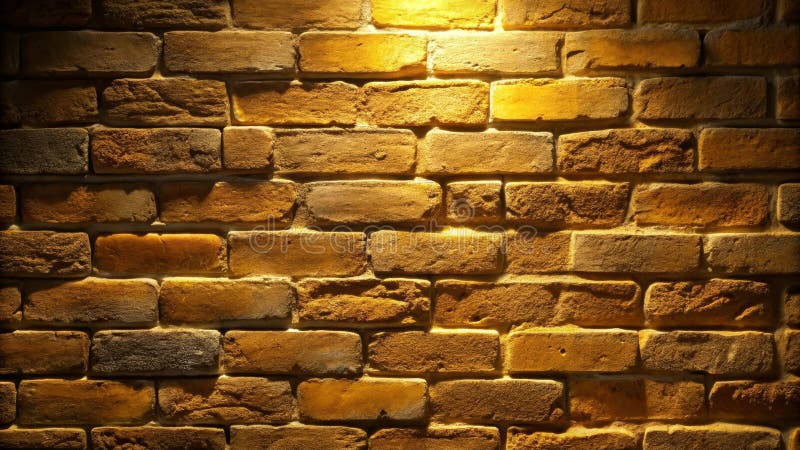 Illuminated Brick Wall Texture Golden Hues and Rough Surface ...