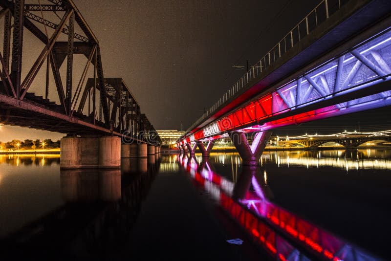 Illuminated Bridge stock photo. Image of structure, illuminated - 37955558