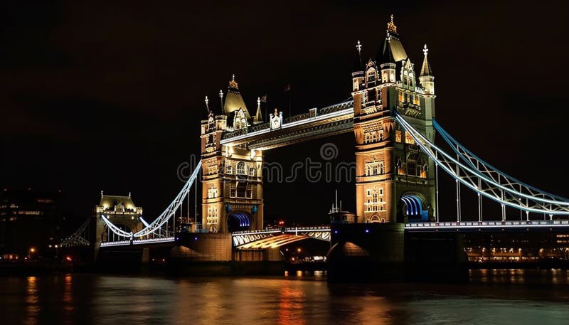 Illuminated Bridge Reflects Majestic Capital City Skyline Generated by ...