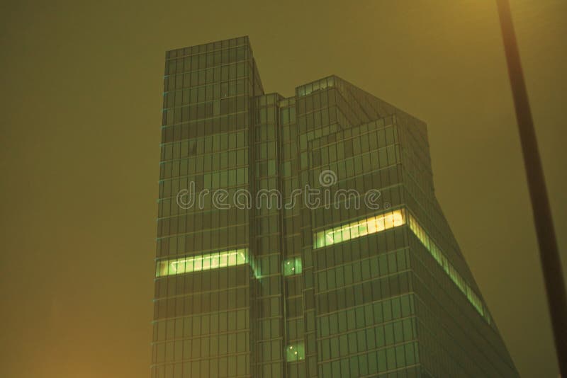 Illuminated Building. Light in the Windows of a Skyscraper. Skyscraper ...