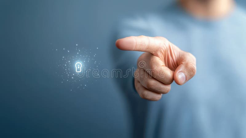 Illuminated Button Activation, Person Initiates Action by Pressing a ...