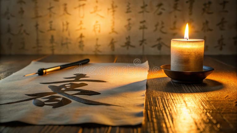 Illuminated Calligraphy a Study in Ink, Light, and Reflection on Rustic ...