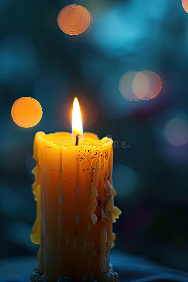Illuminated Candle on Table Stock Illustration - Illustration of dining ...