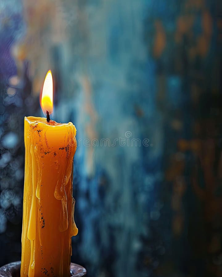 Illuminated Candle on Table Stock Illustration - Illustration of ...