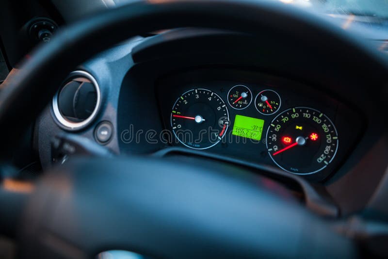 Illuminated car dashboard stock photo. Image of gauge - 84853266