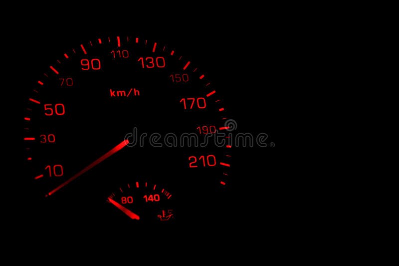Illuminated Car Speedometer Isolated on Black Background. the ...