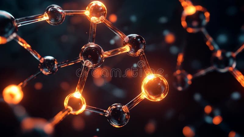 Illuminated Carbon Chains in a 3d Render of Organic Chemistry Reaction ...