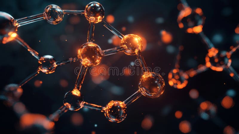 Illuminated Carbon Chains in a 3d Render of Organic Chemistry Reactions ...