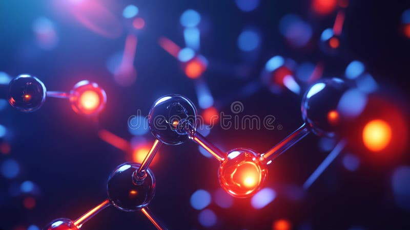 Illuminated Carbon Chains in a 3d Render of Organic Chemistry Reactions ...