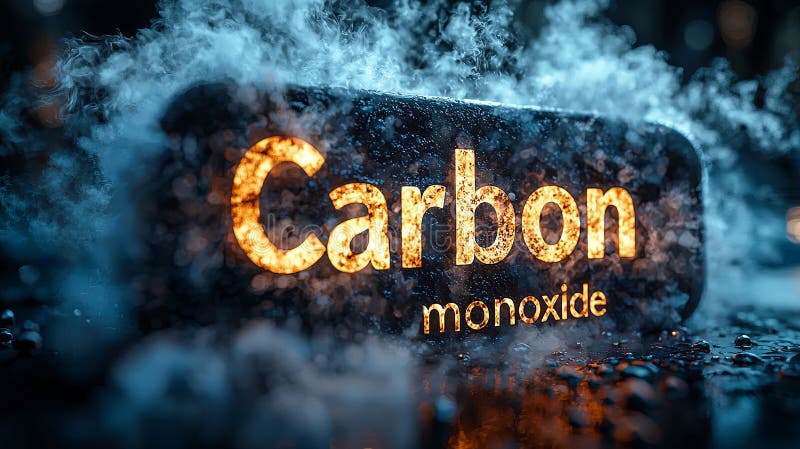 Illuminated Carbon Monoxide Text with Glowing Effects and Smoke Stock ...
