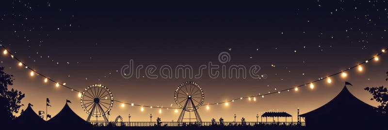 Illuminated Carnival Night with Ferris Wheel Silhouettes and Bright ...