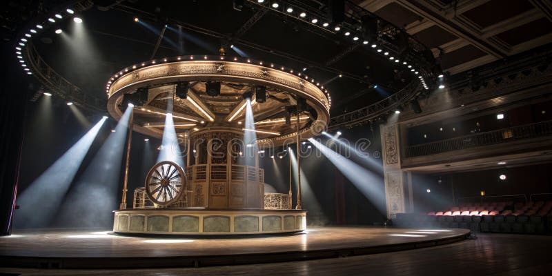 Illuminated Carousel Stage Featuring Intricate Design and Vibrant ...
