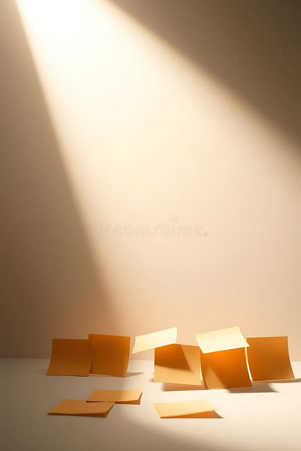 Illuminated Cascade of Memo Notes, Workspace Organization Concept Stock ...