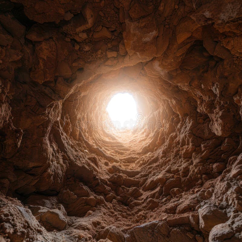 Illuminated Cave Entrance with Rocky Walls Stock Illustration ...